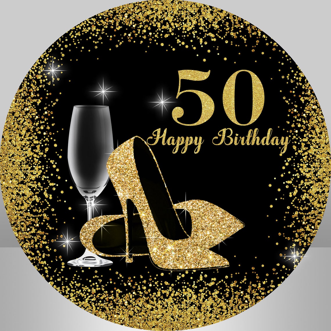 50th Birthday Photography Background Black and Gold Glitter | Etsy