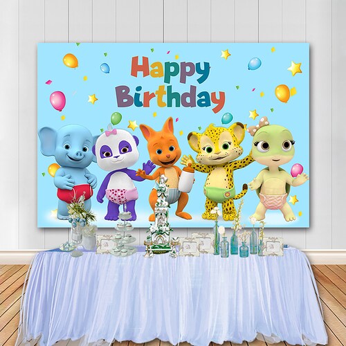 Cartoon Animals Word Party Backdropcustom Kids Birthday Party | Etsy