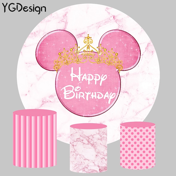 Dibujos animados Minnie Mouse redondo telón de fondo rosa | Etsy