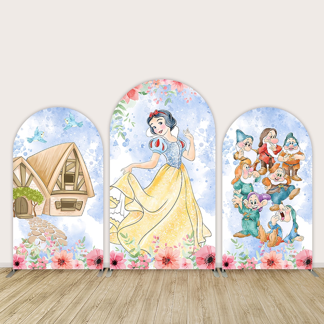 Watercolor Princess Snow White Arched Cover Backdrop for Girls Birthday ...