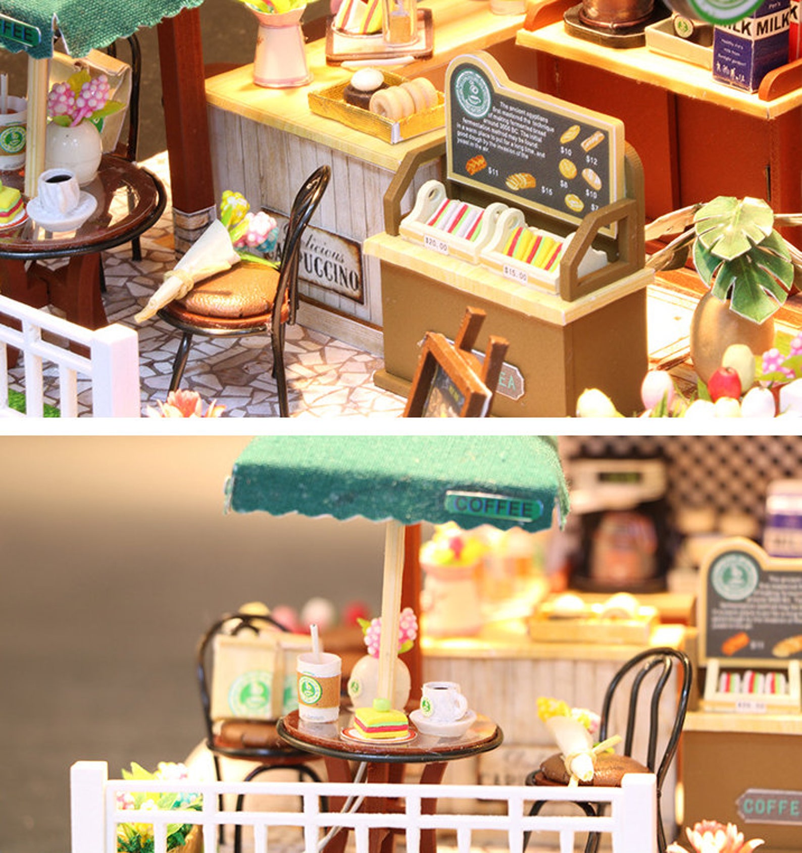 Craft DIY Kit Coffee Shop Cafe Doll House Miniature Gift Handmade W ...