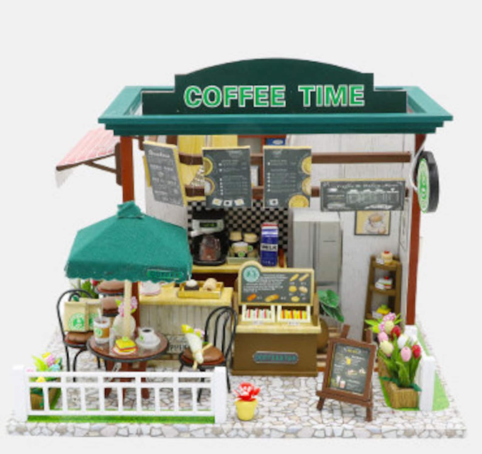 Craft DIY Kit Coffee Shop Cafe Doll House Miniature Gift Handmade W ...