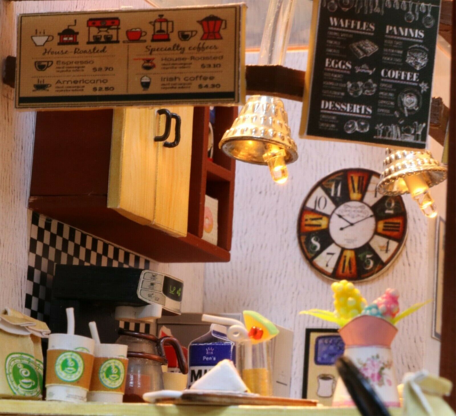 Craft DIY Kit Coffee Shop Cafe Doll House Miniature Gift Handmade W ...