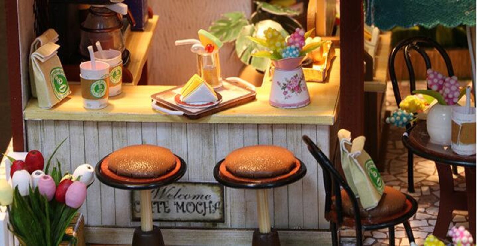 Craft DIY Kit Coffee Shop Cafe Doll House Miniature Gift Handmade W ...