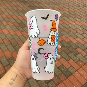 Floral Ghosts 24oz Cold Cup | Halloween Cold Cups | Spooky but Cute ...