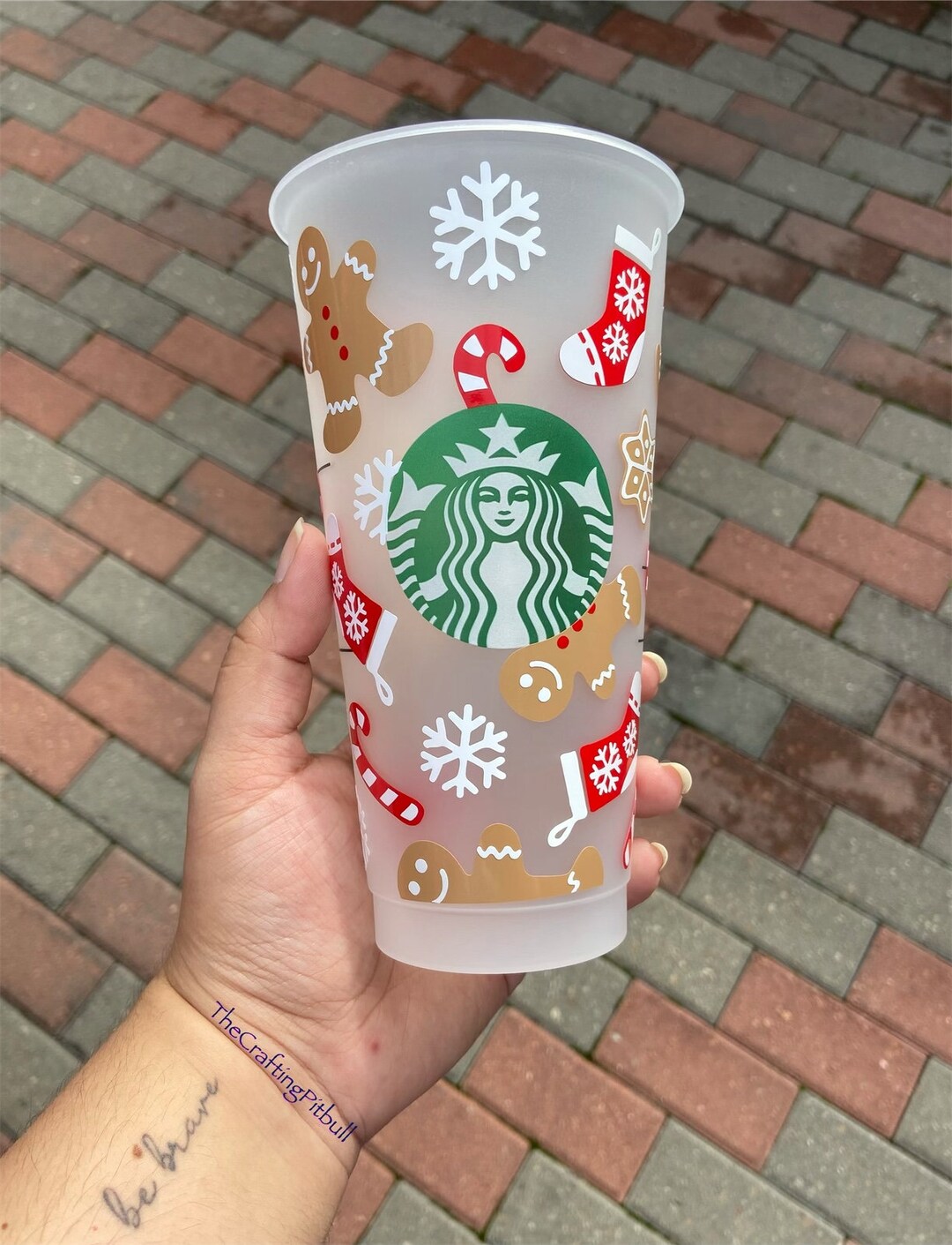 Personalized Christmas Gingerbread 24oz Reusable Cold Cup - Etsy