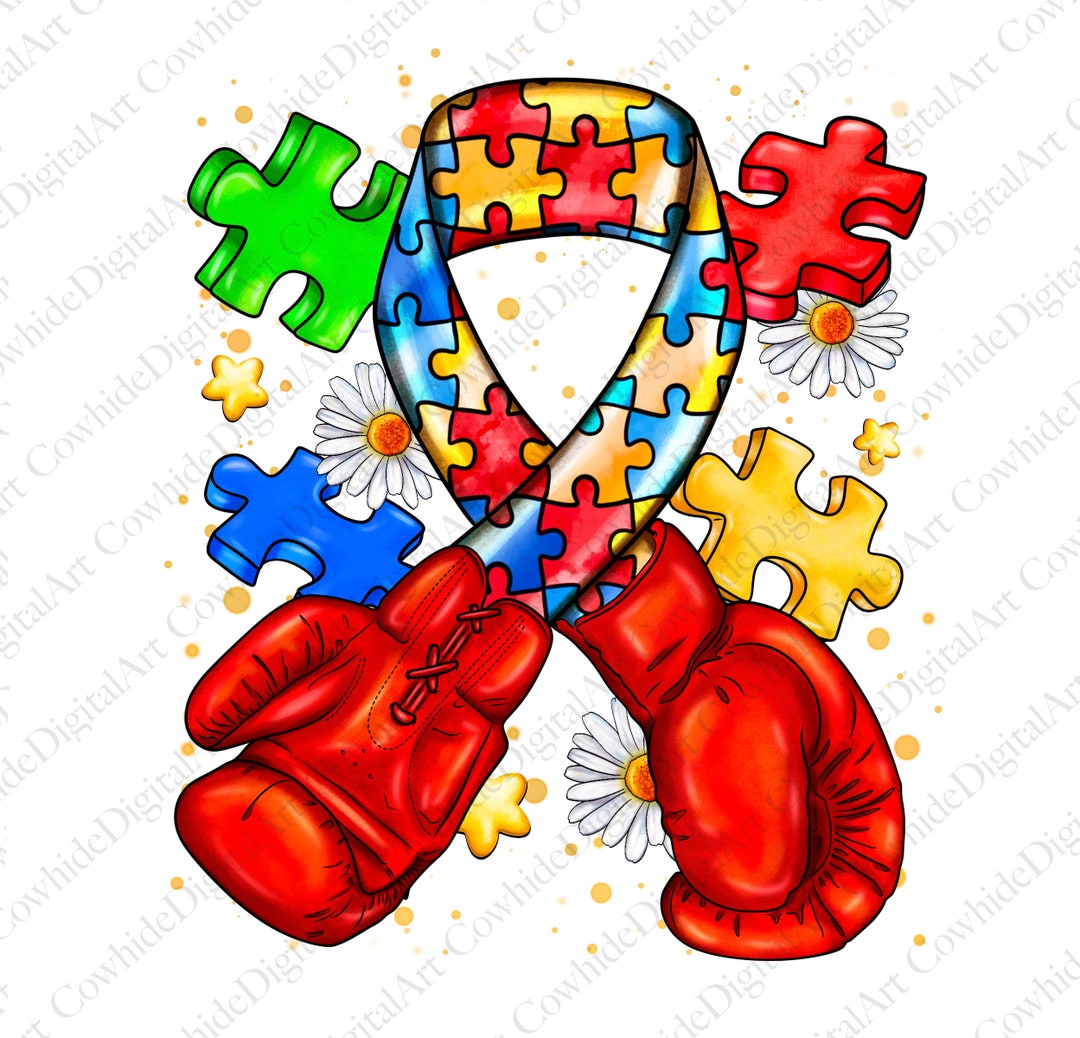 Autism Awareness With Boxing Gloves Png Sublimation Design Download ...