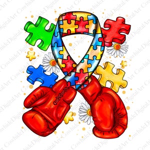 Autism Awareness With Boxing Gloves Png Sublimation Design Download ...