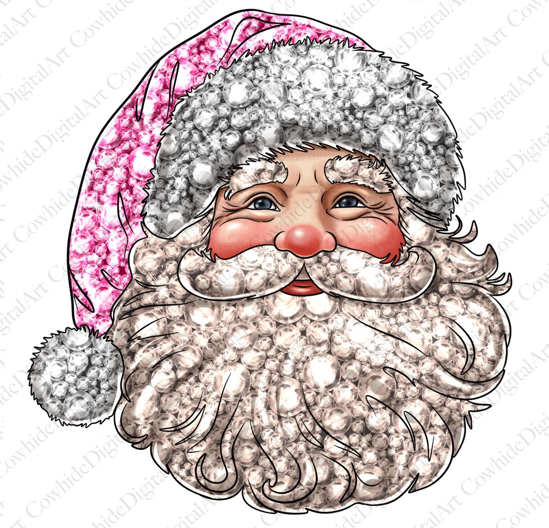 Pink Santa Claus PNG, Christmas Glitter Bling PNG, Christmas ...