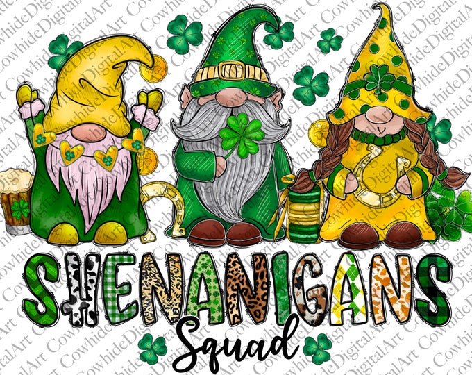 Shenanigans Squad Gnomes St. Patricks Day Png, Irish Gnome Png, St ...