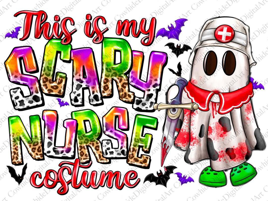 Scary Nurse Costume PNG: Halloween Clipart, Sublimation Design (instant ...