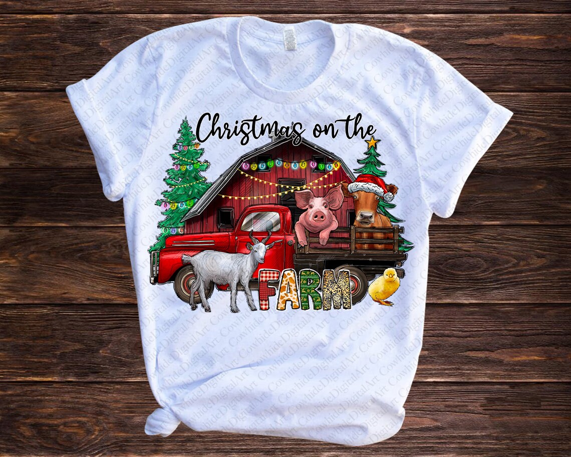 Merry Christmas Farm Animals Png Christmas Animals Digital - Etsy