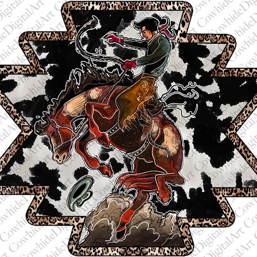 Aztec Cowboy Bucking Cowboy Digital Download Western Design | Etsy
