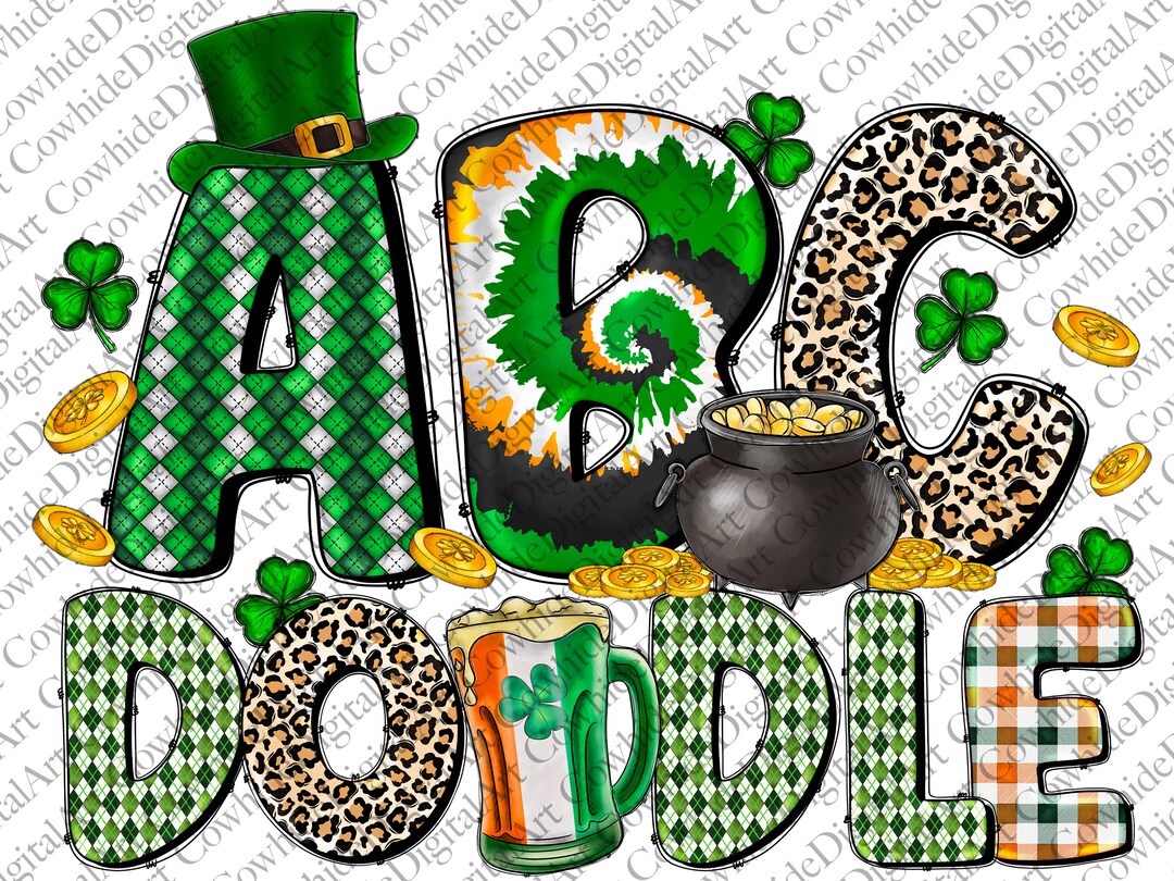 St. Patrick's Day Doodle Alphabet Bundle, Lucky PNG Letters ...