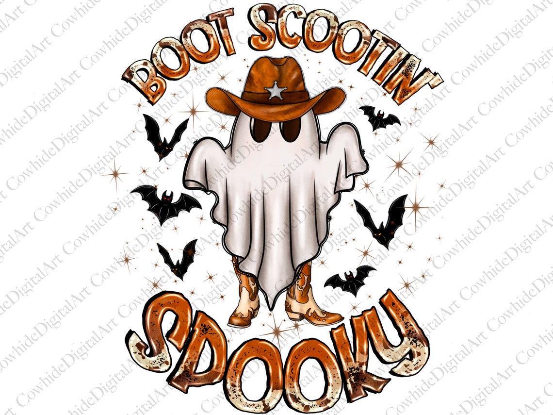 Boot Scootin' Spooky Ghost PNG, Western Halloween Design (digital ...