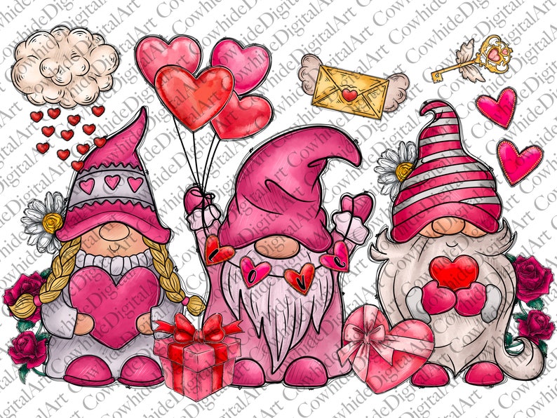 Valentine's Day Gnomies Png Sublimation Design Gnomes - Etsy