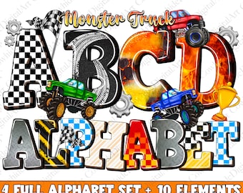 Monster Truck Doodle Letters PNG Alphabet Digital Download - Etsy