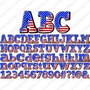 Patriotic Alphabet Bundle Png, 4th of July Alphabet Png, Doodle Letters ...