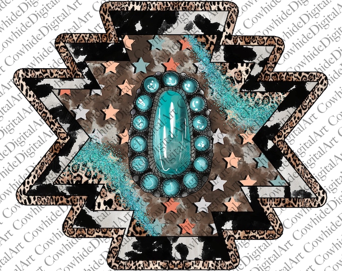 Aztec Turquoise and Cowhide Gemstone Desert Design Western - Etsy