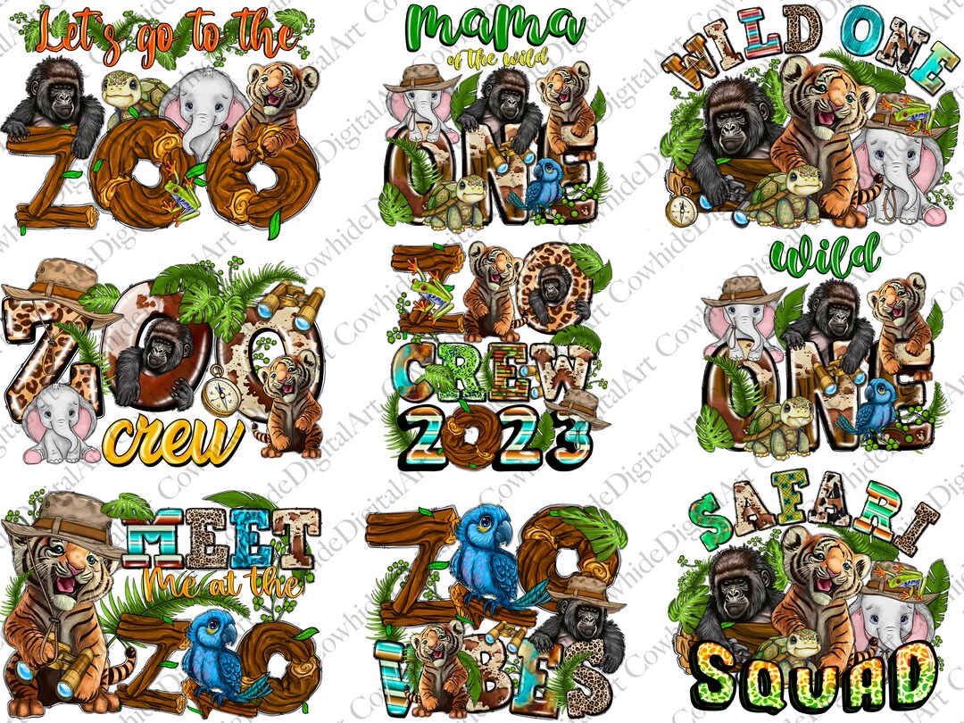 Zoo Animals Png Bundle, Safari Squad Sublimation Designs (digital ...