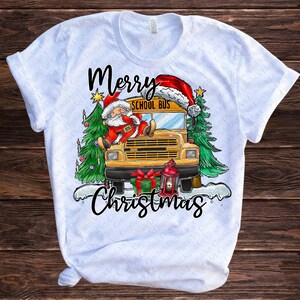 Merry Christmas School Bus, Santa Claus PNG, Sublimation Design ...