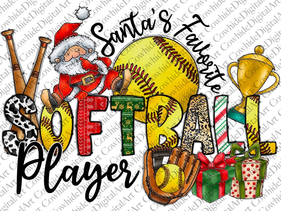 Santa's Favorite Softball Player for Christmas Png Sublimation Design ...