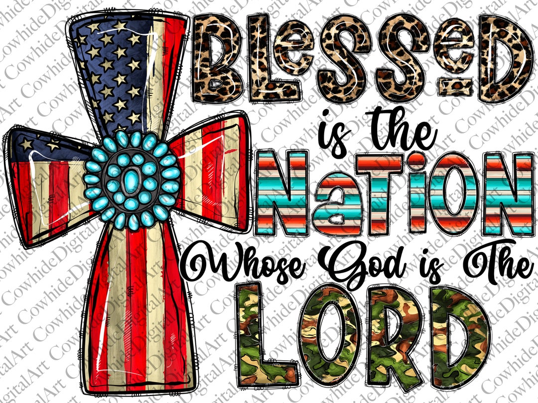 Blessed Nation Cross PNG: Western American Sublimation Design (digital ...