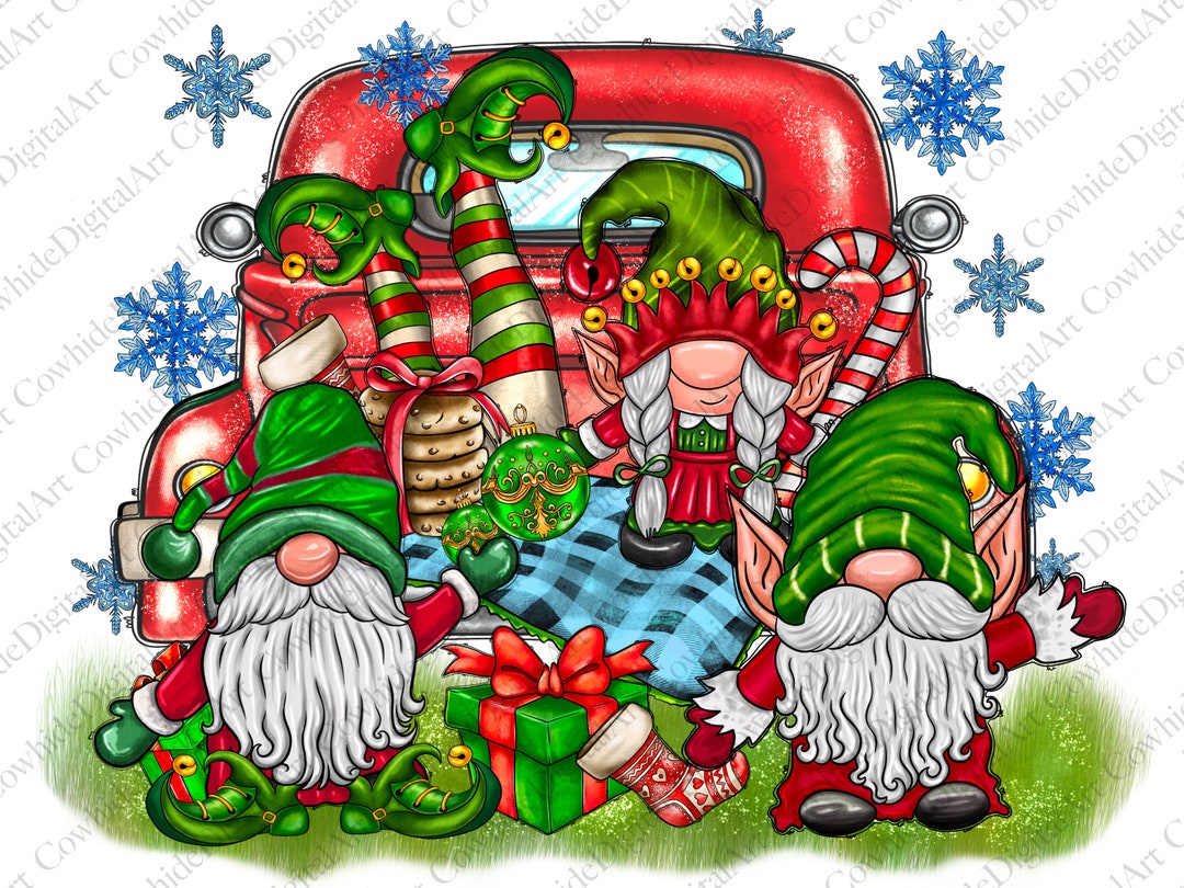 Elf Gnome Truck Png, Christmas Elf Png, Elf Png, Christmas Png, Gnome ...
