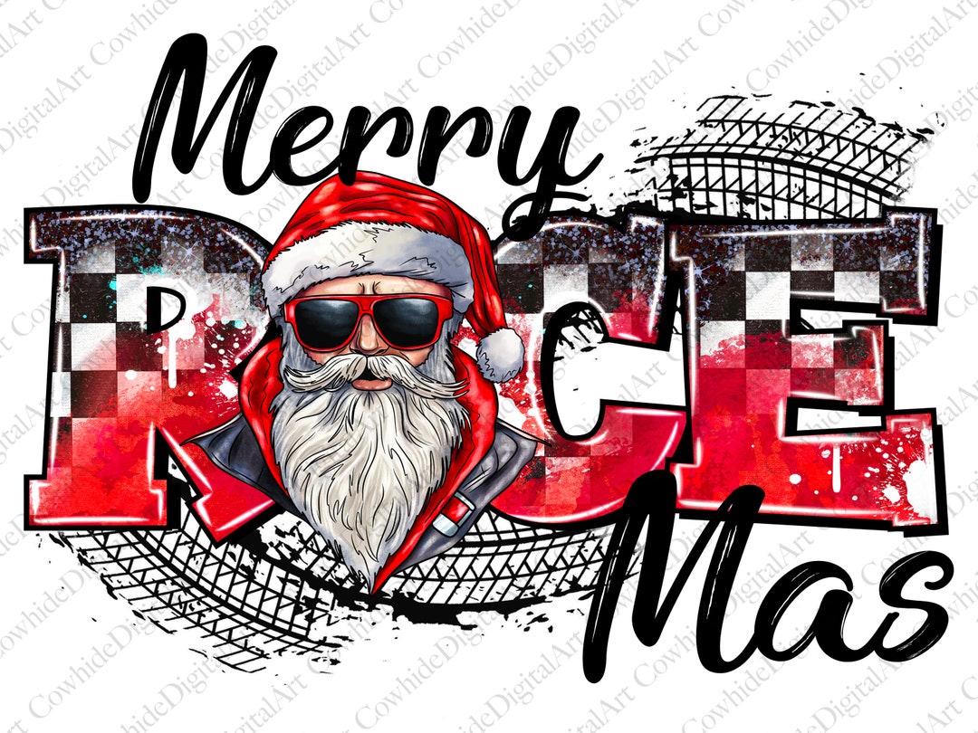Christmas Racemas PNG: Racing Santa Sublimation Design (digital ...