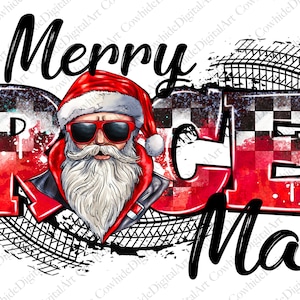 Christmas Racemas PNG: Racing Santa Sublimation Design (digital ...