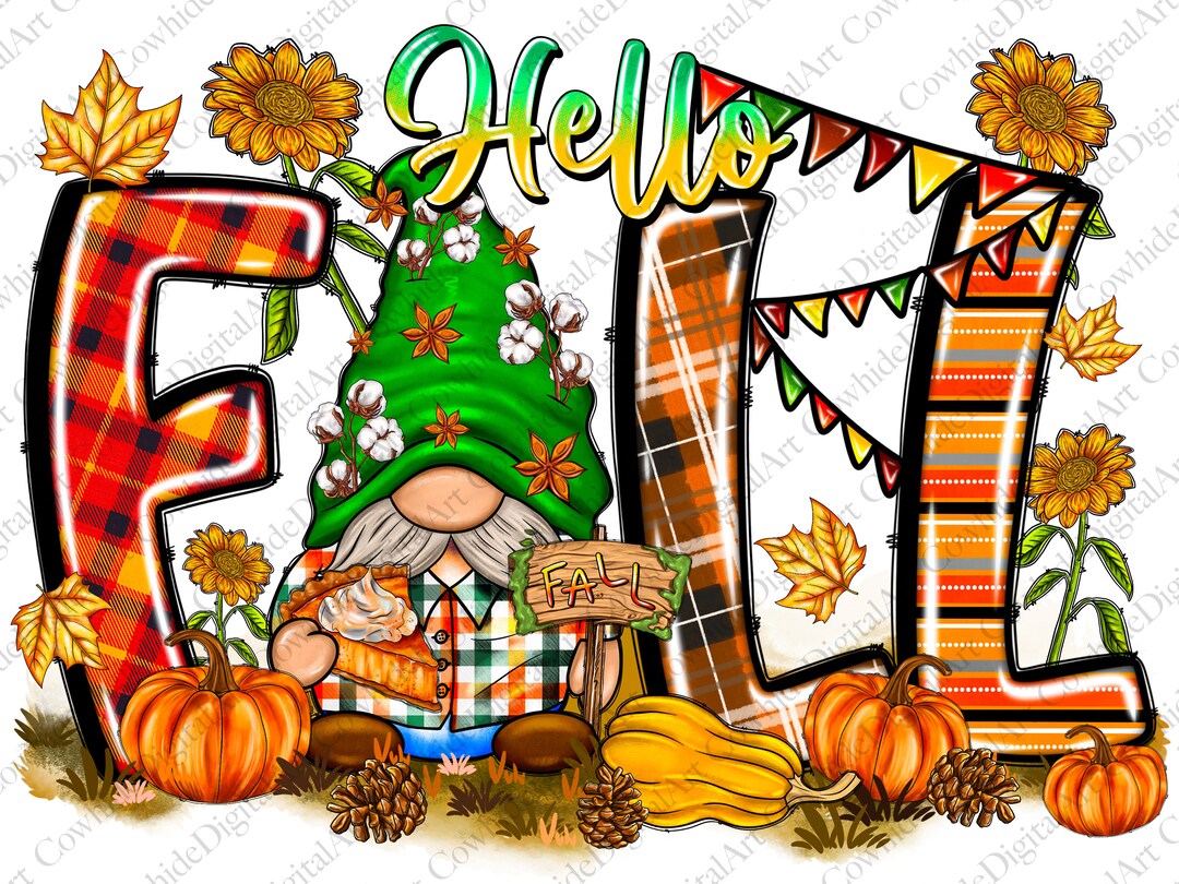 Hello Fall Gnome Png Sublimation Design, Fall Gnome Png, Autumn Gnome ...