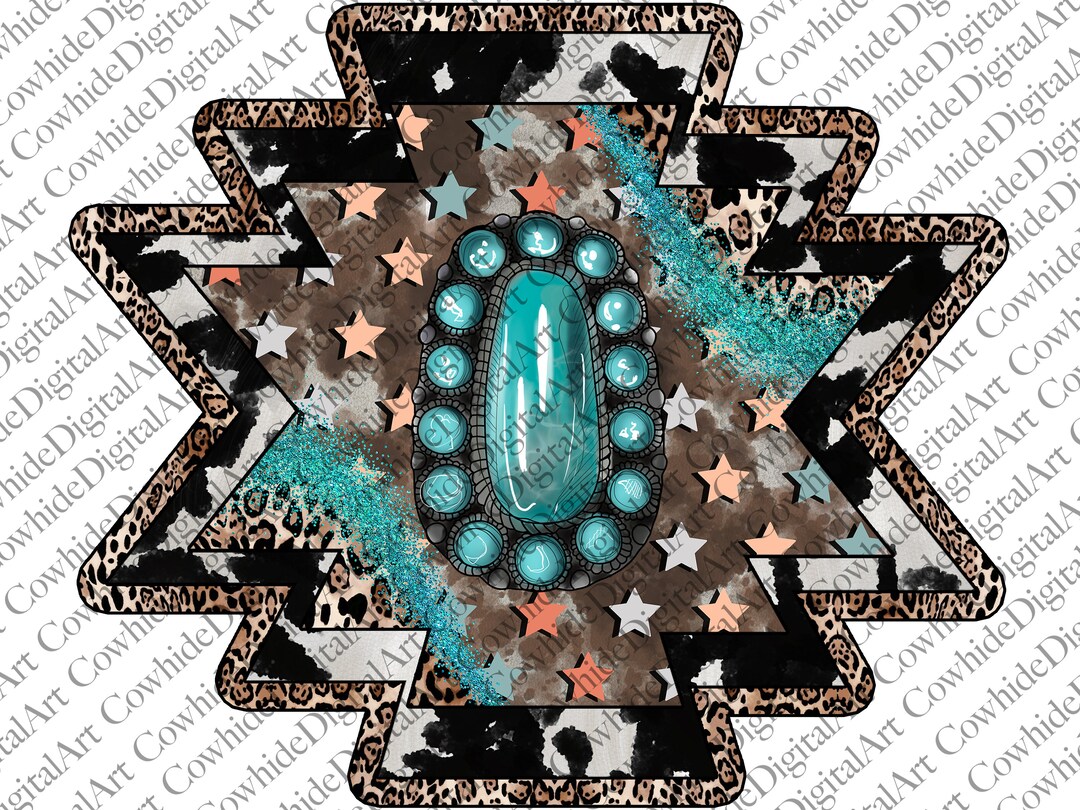 Aztec Turquoise and Cowhide, Gemstone, Desert Design, Western, Aztec ...