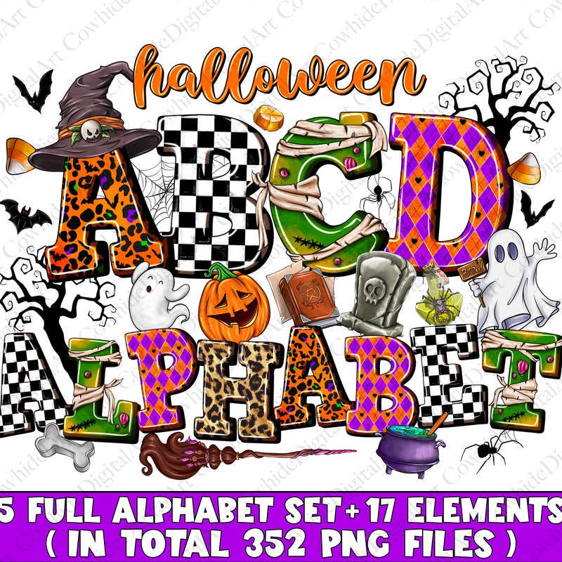Halloween Doodle Alphabet - Etsy