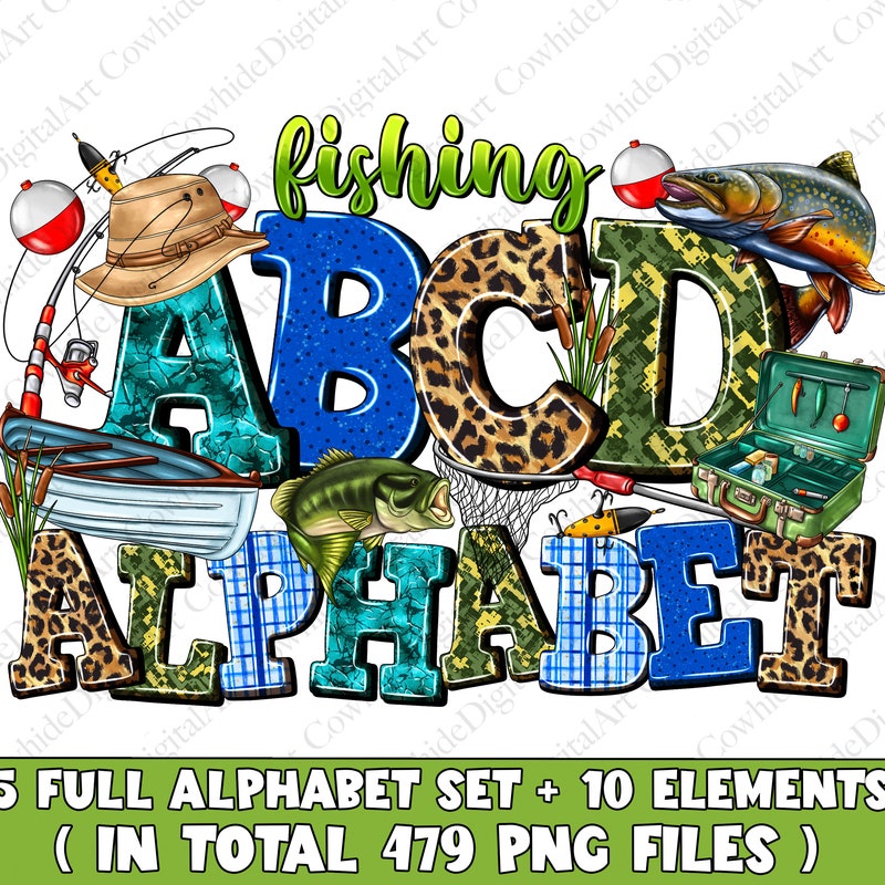 Fishing Doodle Letters - Etsy