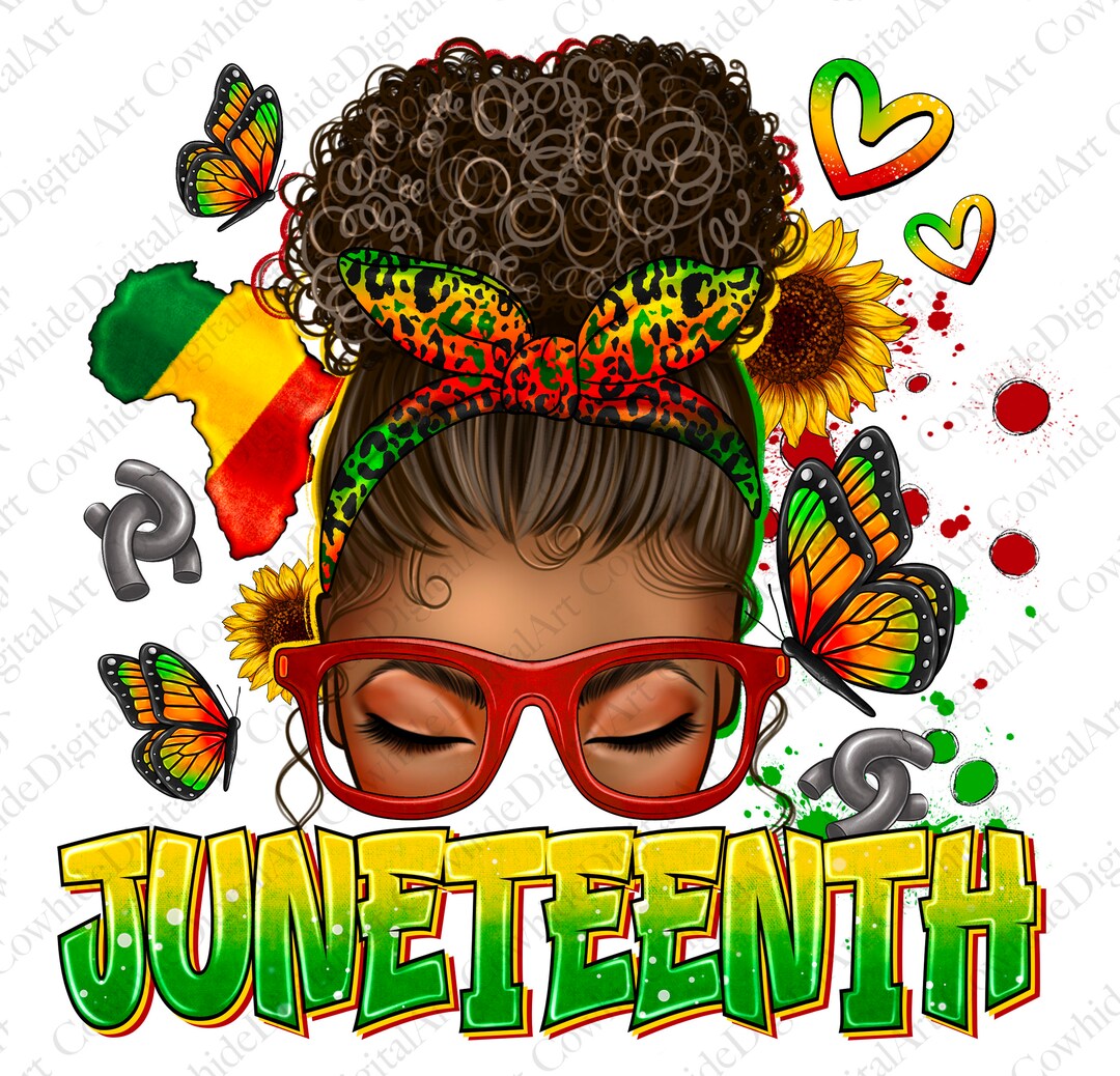 Afro Messy Bun Juneteenth Png, African American Png, Black Woman Png ...