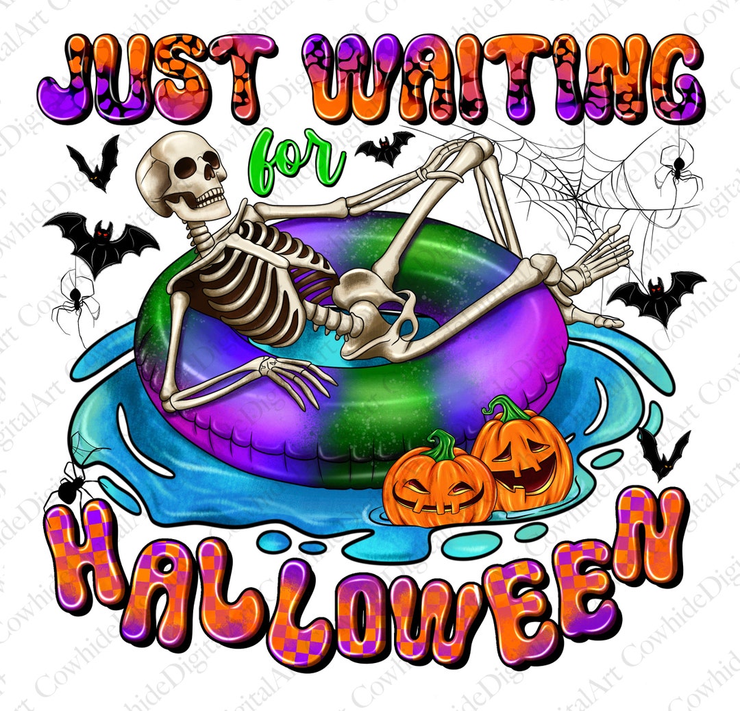Just Waiting for Halloween Png Sublimation Design, Funny Halloween Png ...