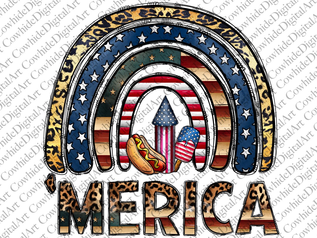 Merica Rainbow PNG File, Sublimation Designs Download, Digital Download, 4th of July, American ...