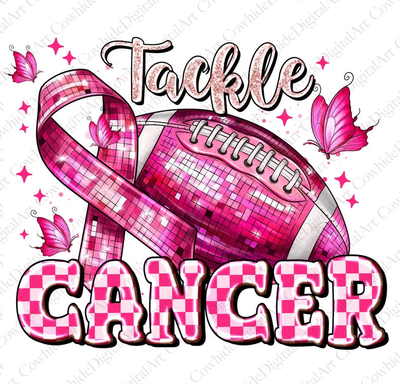 Tackle Cancer Football Pink Ribbon PNG, Breast Cancer Awareness ...