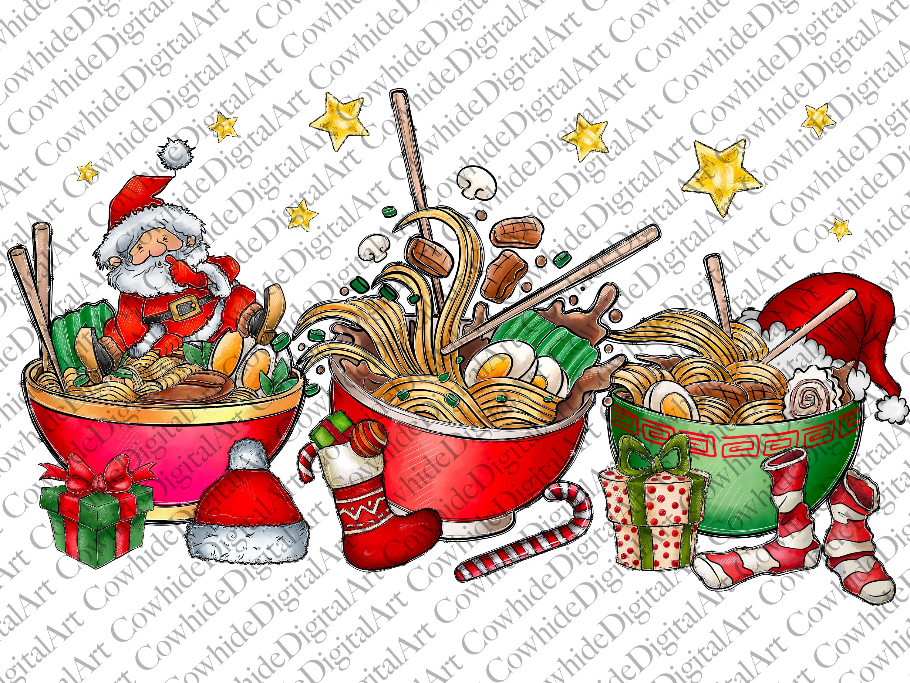 Christmas Ramen PNG Clipart: Santa Noodles Sublimation (digital ...