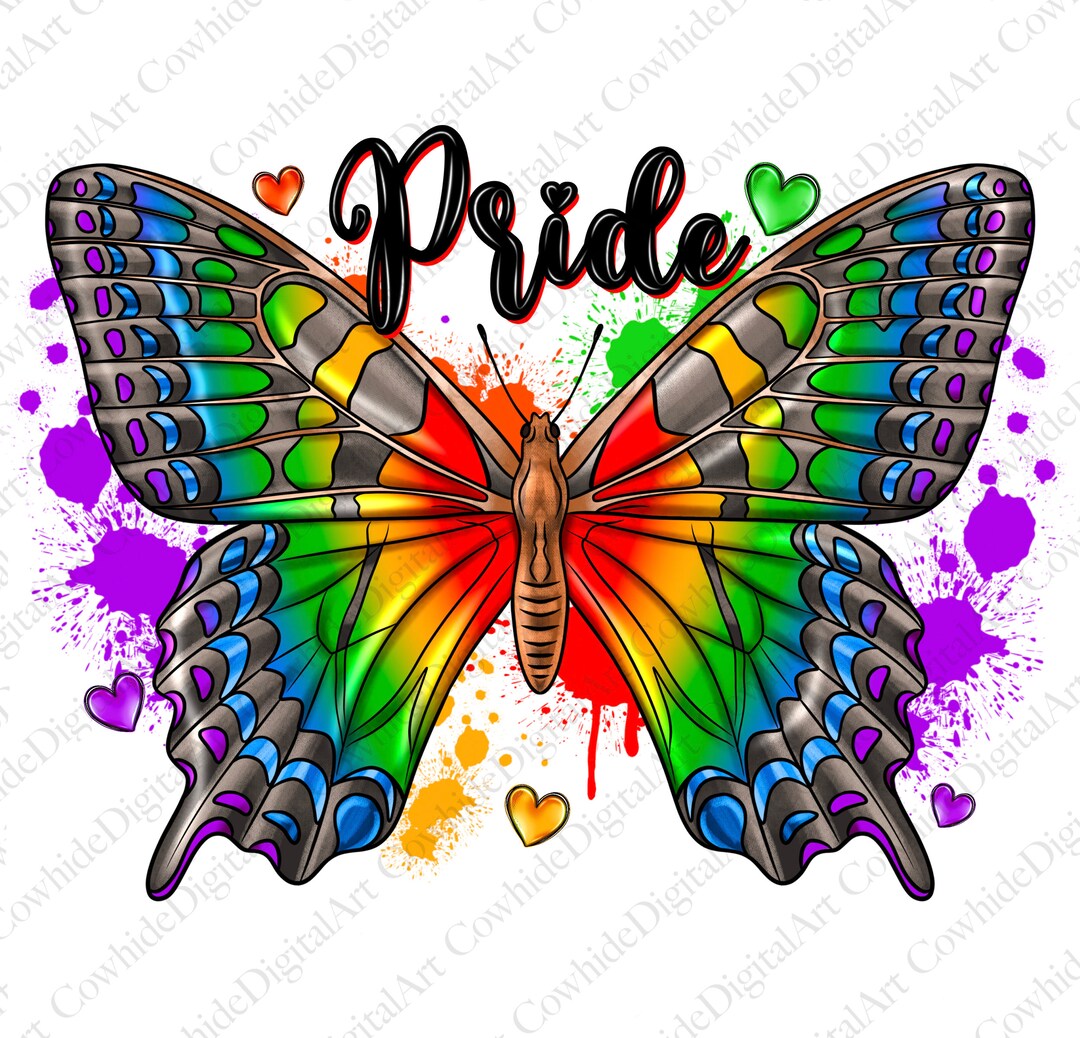Rainbow Butterfly Pride LGBTQ+ Png Sublimation Design Download, LGBTQ+ ...