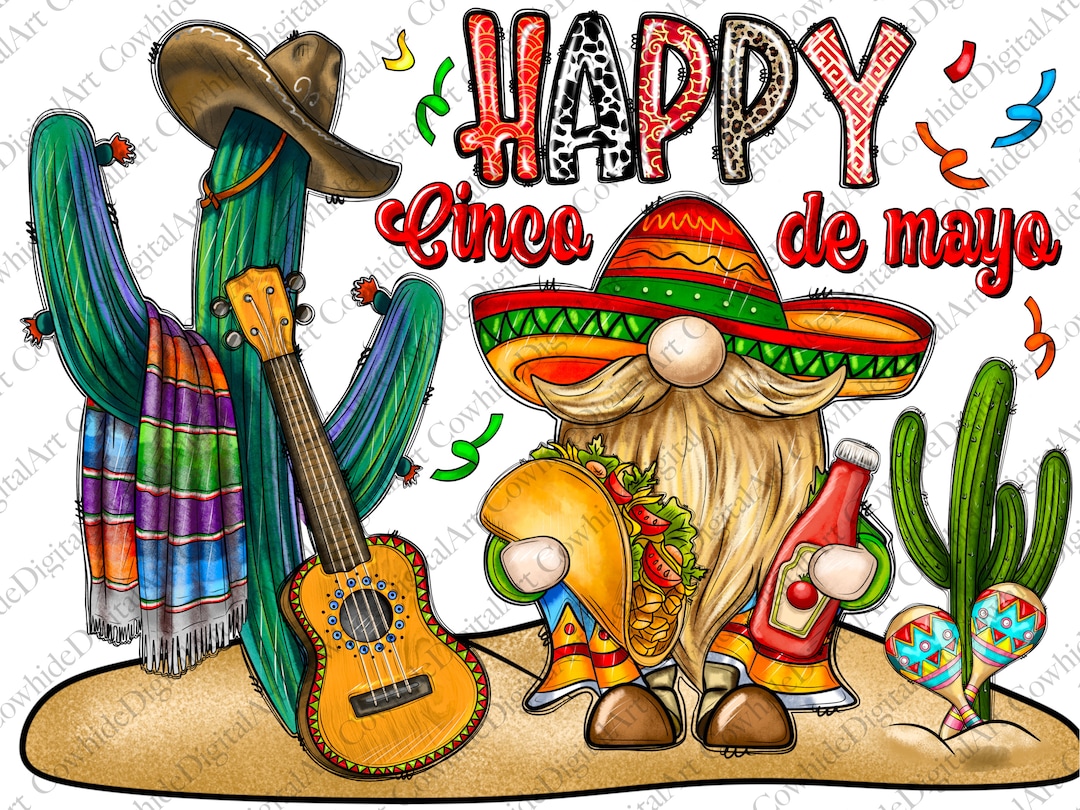 Happy Cinco De Mayo Png Sublimation Design, Hand Drawn Gnomies Png ...