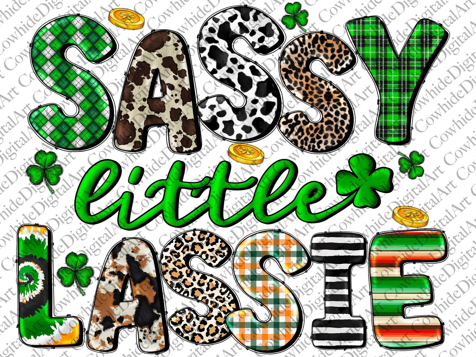 Sassy Little Lassie St Patricks Day PNG, Shamrock Leopard Sublimation ...