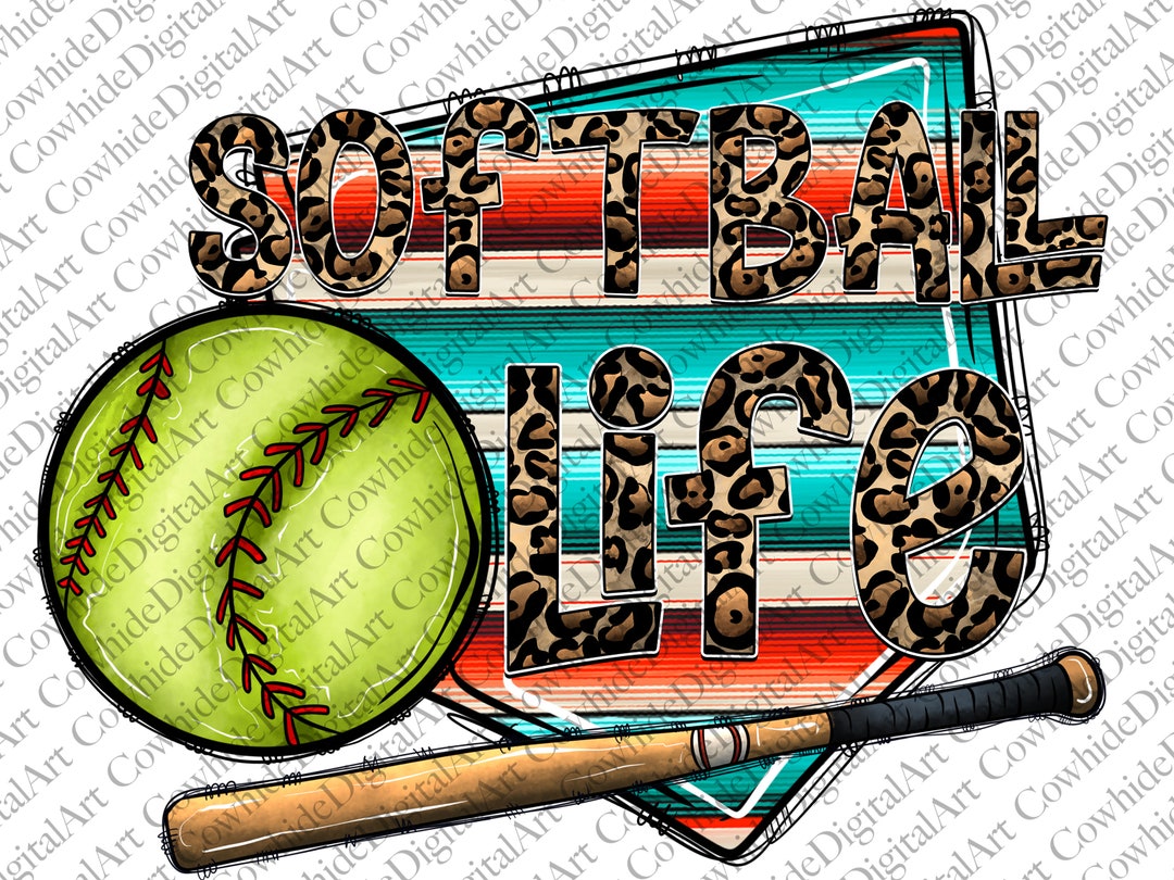Softball Life Png, Softball PNG File, Western, Leopard, Serape, Sport ...