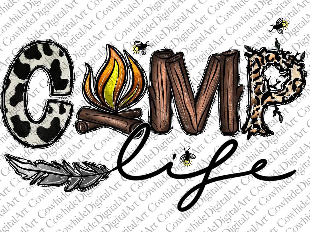 Camp Life PNG File, Camp PNG, Camping Design PNG, Leopard, Cowhide ...