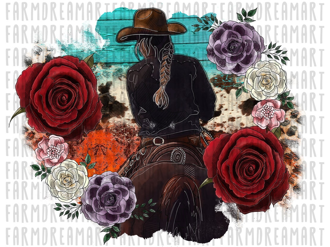 Cowgirl & Roses PNG: Western Sublimation Design (digital Download) - Etsy