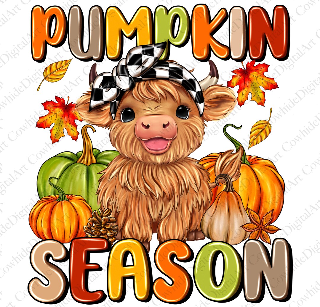 Pumpkin Season Cow PNG: Coquette Fall Design (digital Download) - Etsy