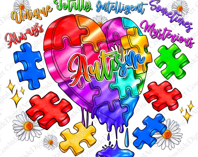 Autism Hearts Png Sublimation Design Download, Autism Awareness Png ...