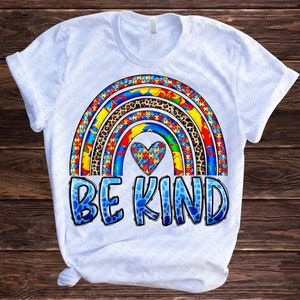 Autism Awareness Rainbow, Be Kind Clipart (PNG Digital Download) - Etsy
