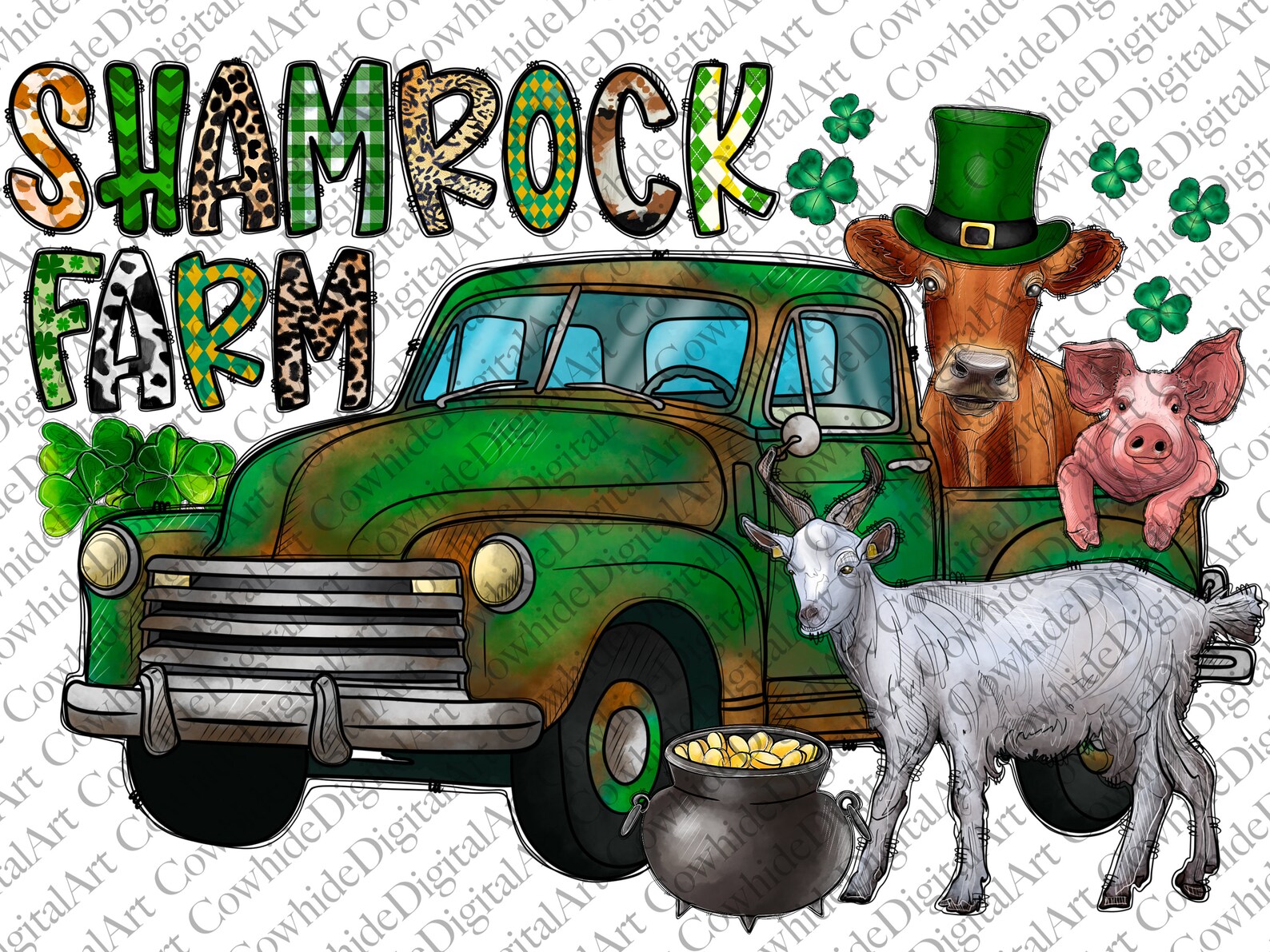 St. Patrick's Day Farm Animal Truck Png Sublimation Design - Etsy