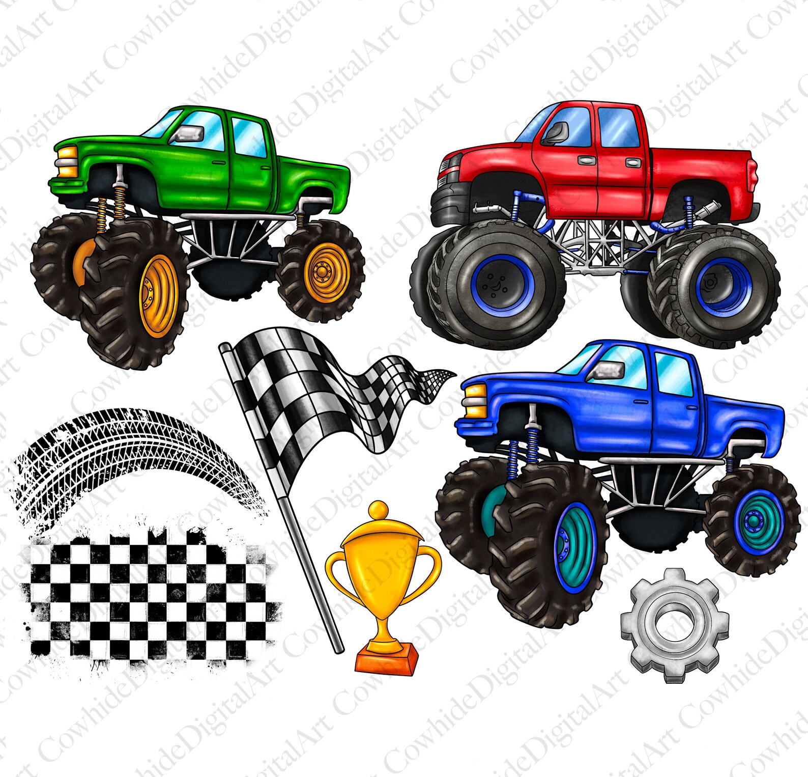 Monster Truck Alphabet Png Files Bundle, Monster Truck Doodle Letters ...